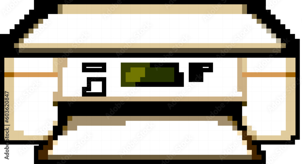 computer photo printer game pixel art retro vector. bit scanner office ...