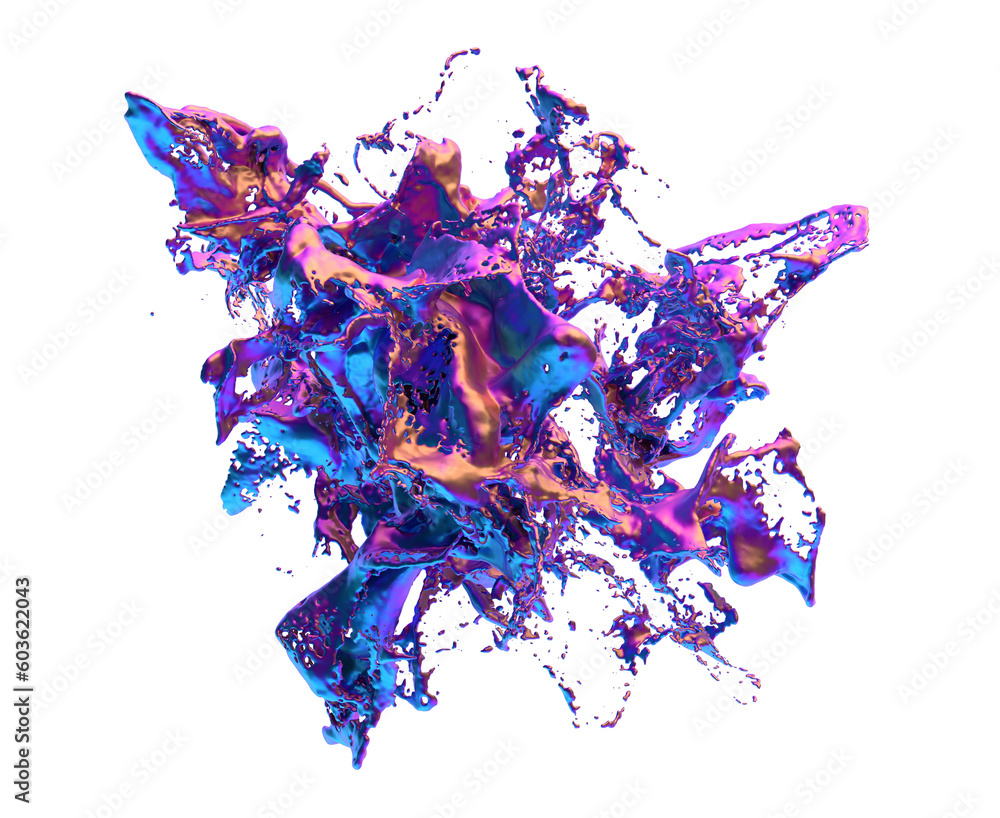 Colorful liquid splash, 3d render Stock Illustration | Adobe Stock