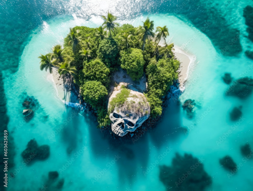 Whole tropical island within atoll in Indian Ocean. Uninhabited and ...