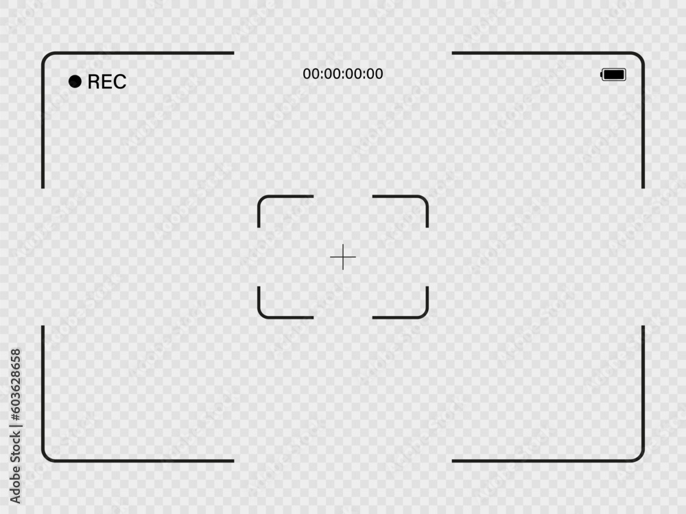 Photo and video camera viewfinder grid with exposure and recording led ...