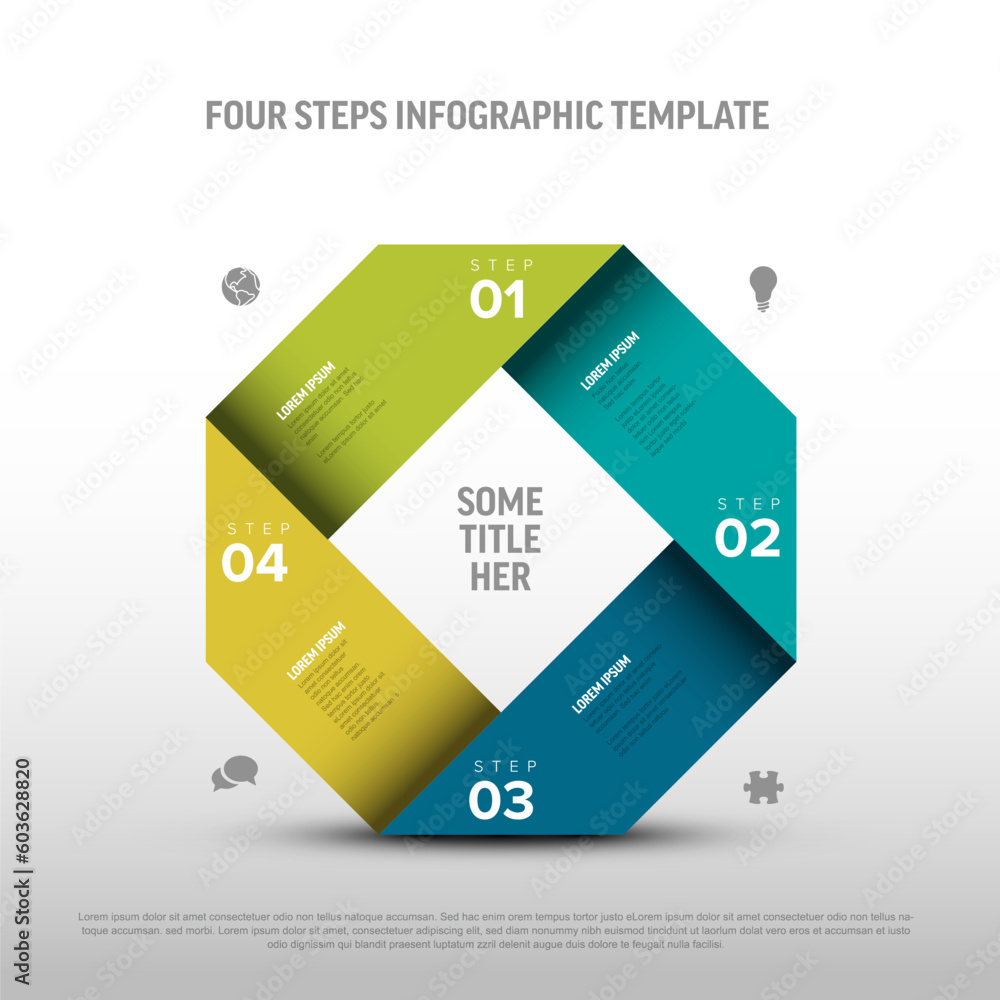 Poster Simple light infographic green cycle with four steps – Wall Art ...