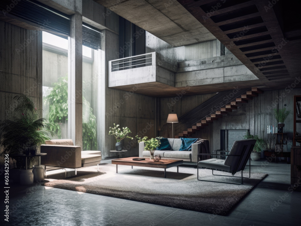 large space hall room of convention hall with large column with raw ...