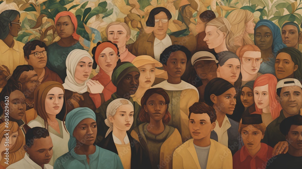 Socially diverse community crowd. The concept of multiculturalism and ...