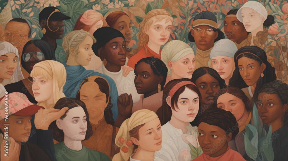 Socially diverse community crowd. The concept of multiculturalism and ...