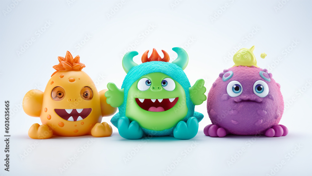 whimsical and delightful scene featuring a collection of squishy ...