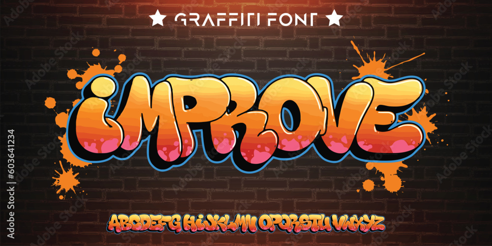 IMPROVE Graffiti font text effect, spray and street text style Stock ...