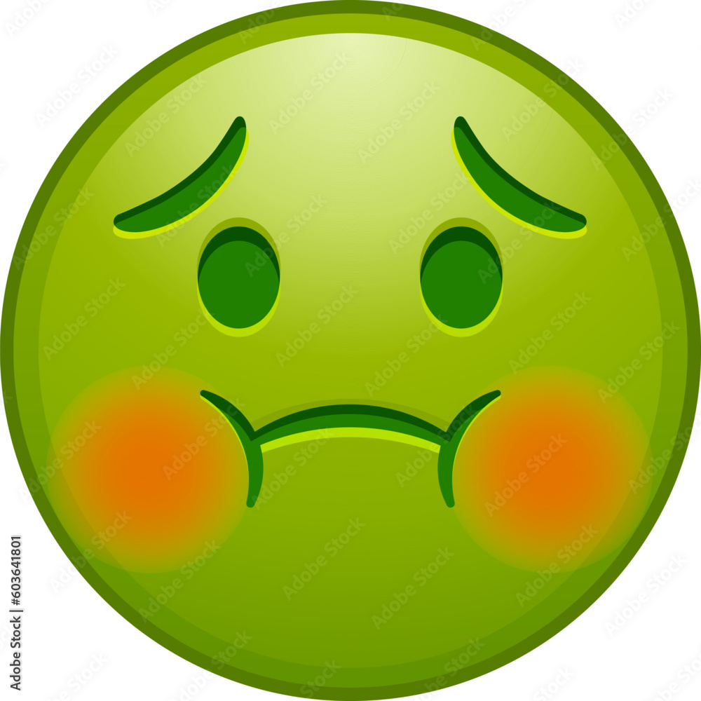 Top quality emoticon. Holding back vomit emoji. Green emoticon face ...