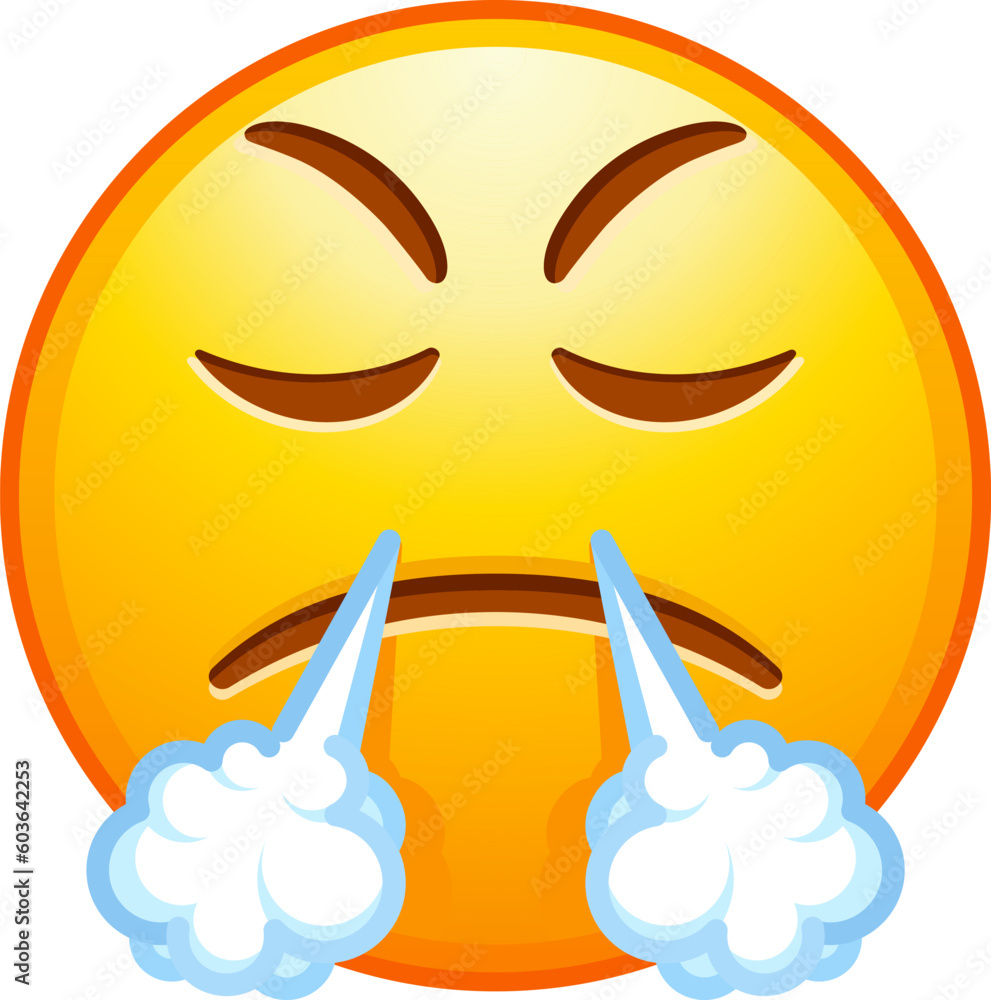 Top quality emoticon. Emoji. Face with steam from nose. Angry smiley ...