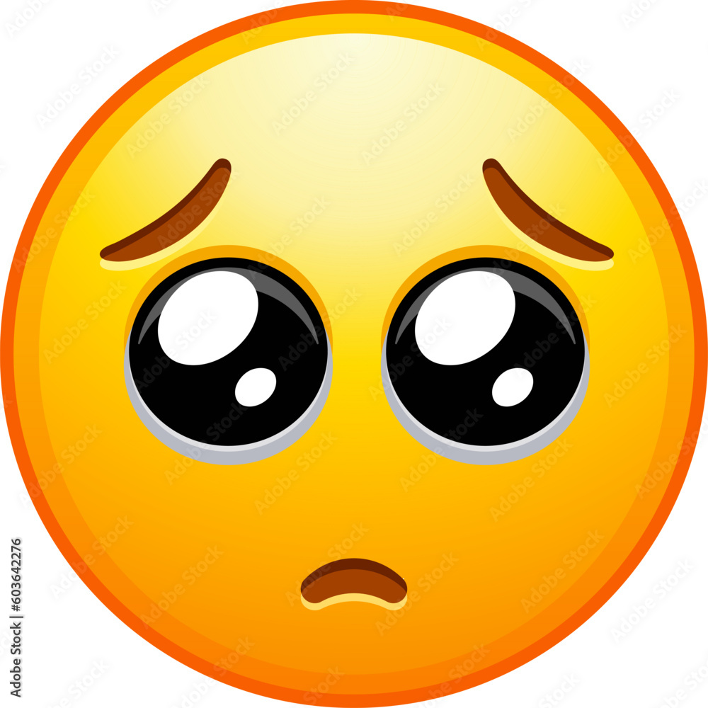Vecteur Stock Top quality emoticon. Pleading face emoji. Yellow face ...