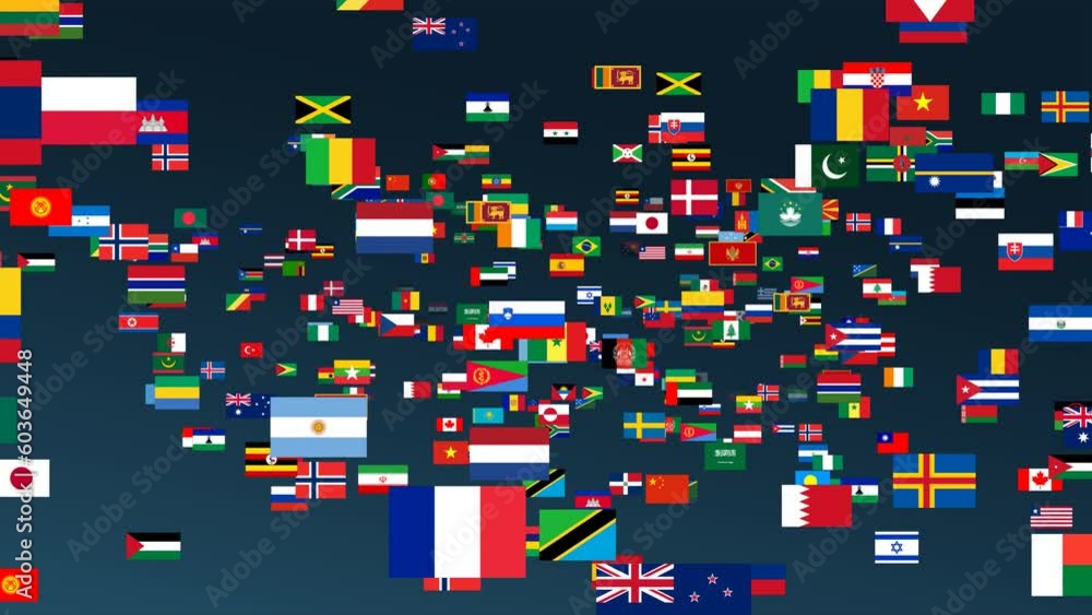 Flags of the World: Vibrant Animated Loop, A Colorful Array of National ...