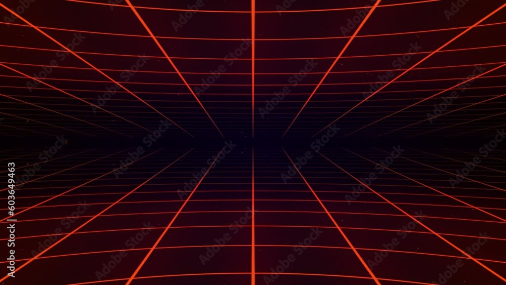Abstract retro synthwave grid loop animation background 3d render. Looping grid motion design ...