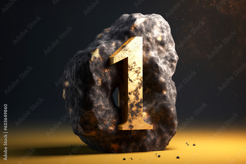 Gold number 1, one, first place, lider position, chempion. Anniversary ...