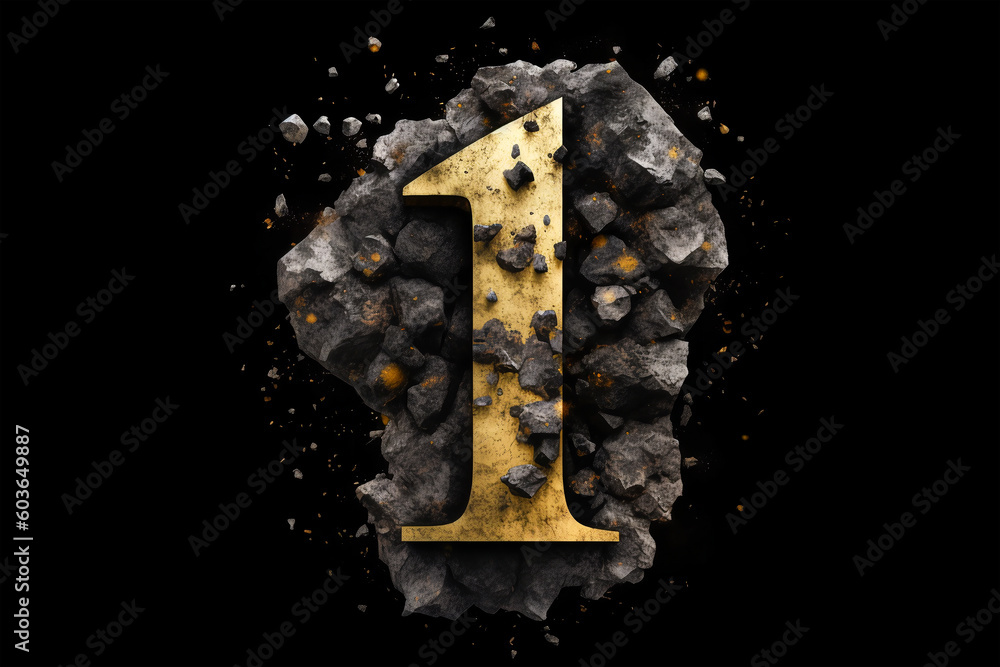 Gold number 1, one, first place, lider position, chempion. Anniversary ...