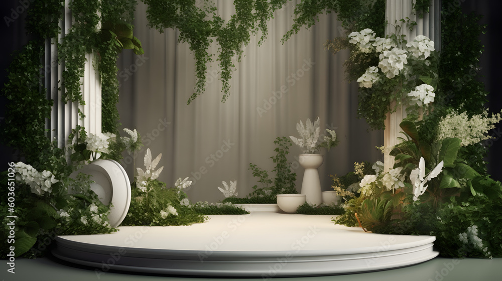 Flowers surround the main image of e-commerce product display platform ...