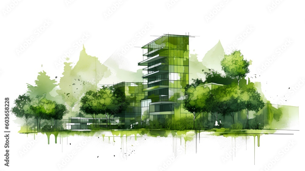 ภาพประกอบสต็อก Sketch of a sustainable development project isolated on ...