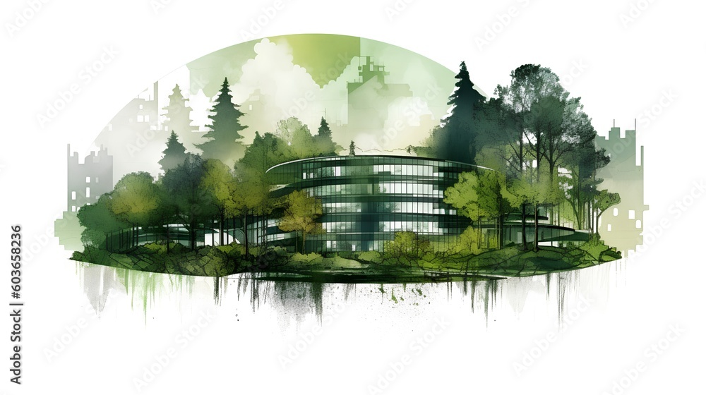 Sketch of a sustainable development project isolated on a white ...