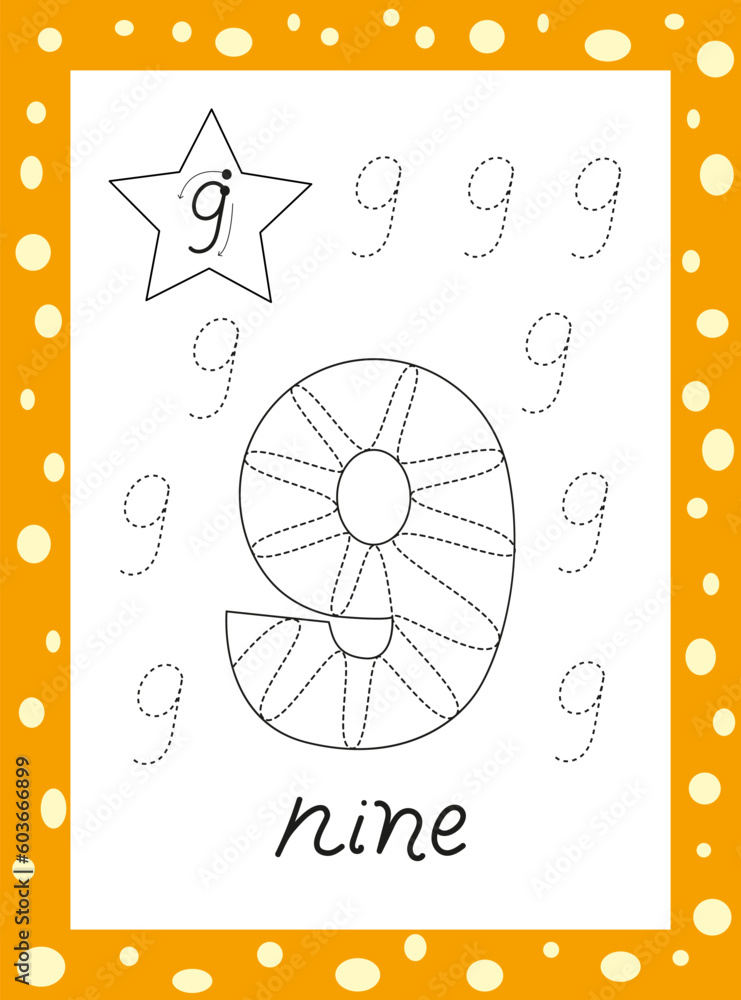 numbers coloring for children. Hand drawn Arabic numerals from one to ...