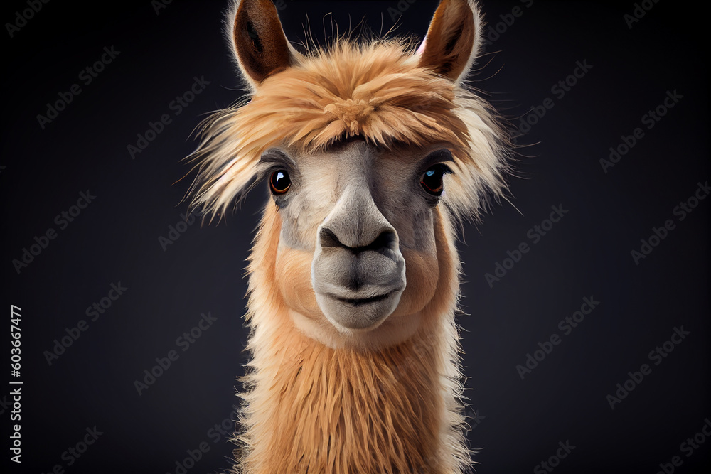 A photorealistic generative ai illustration of a majestic llama ...