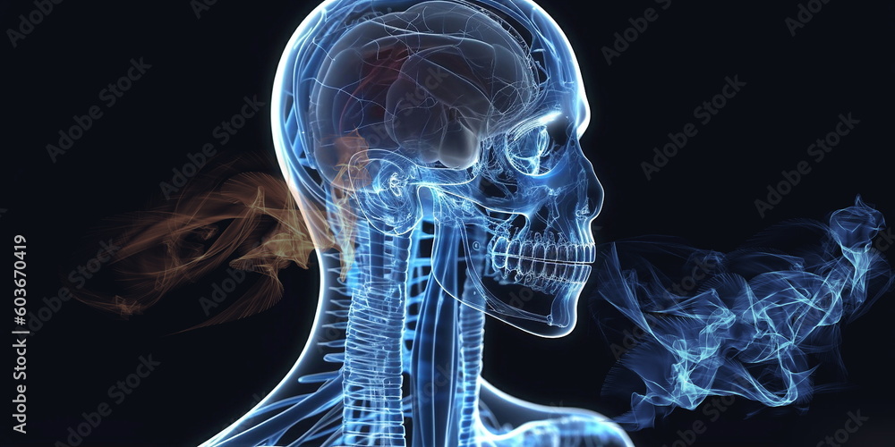 abstract human body head shape anatomy with artery brain nervous system ...