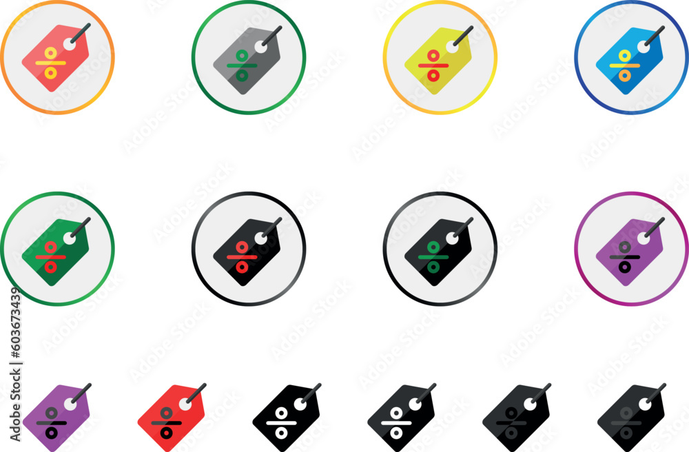 Discount. A price tag with a percentage sign. Sale or promotional items ...