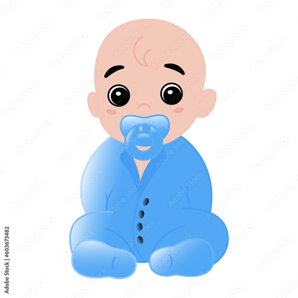 A little boy. Vector Illustration of a Cute Cartoon Baby With a ...