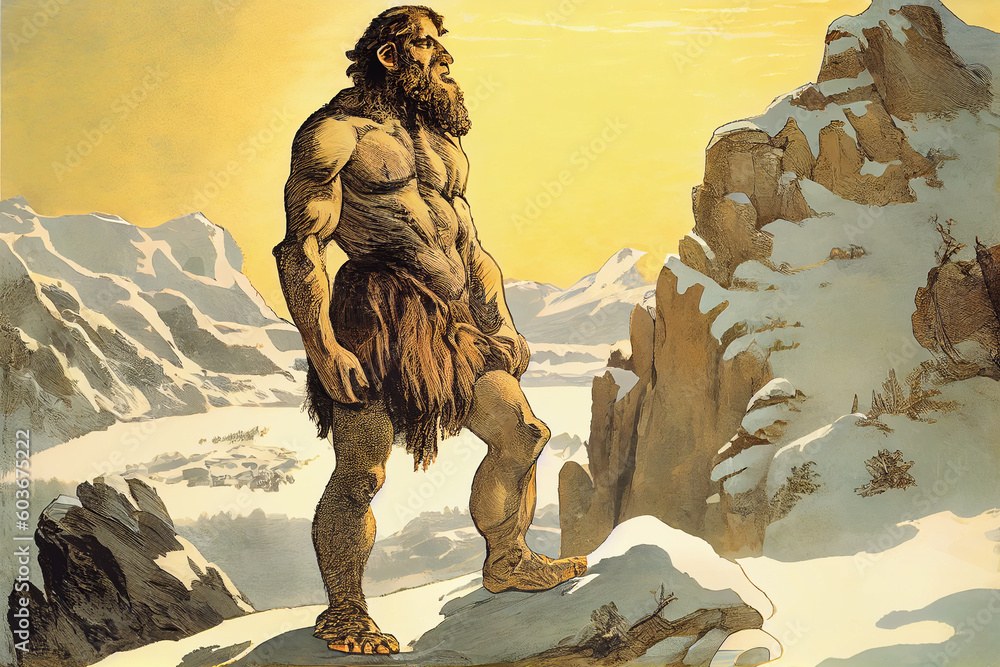 An illustration showcasing the depiction of a Neanderthal man ...