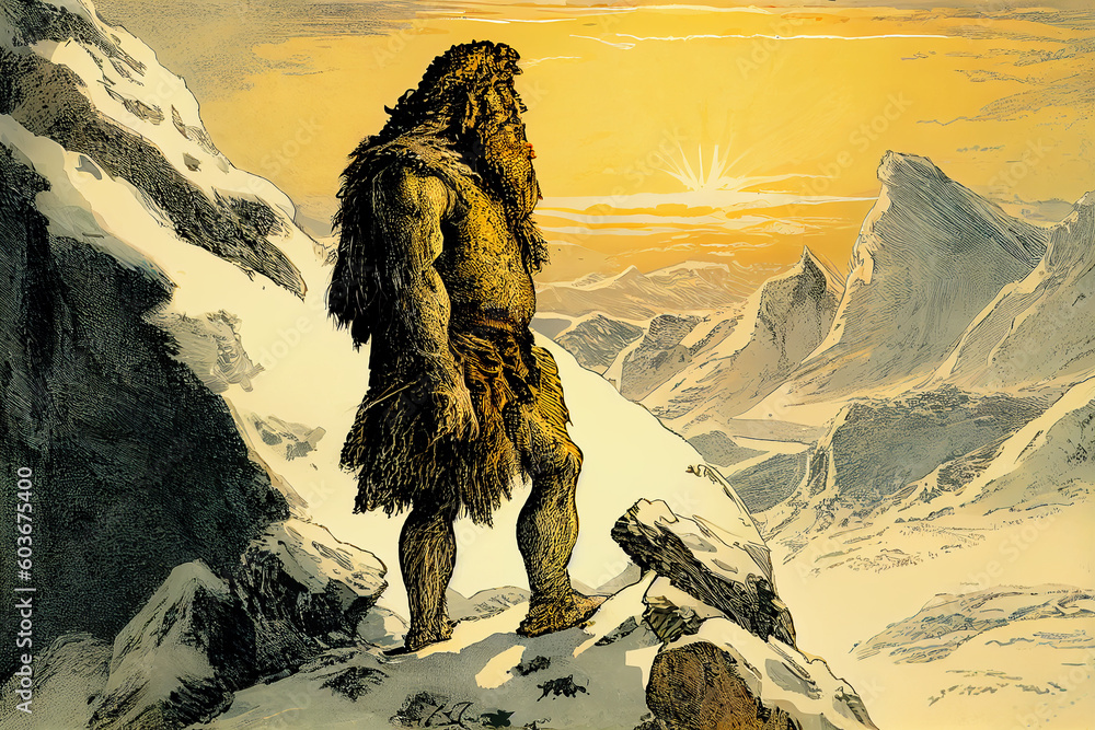 An illustration showcasing the depiction of a Neanderthal man ...