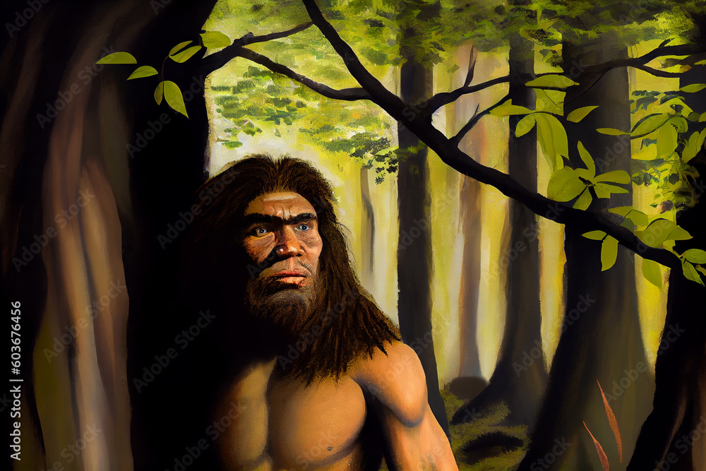 An illustration showcasing the depiction of a Neanderthal man ...