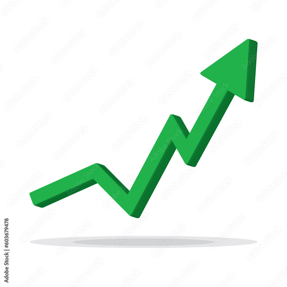 Growing business 3d green arrow on white. Profit arow Vector ...