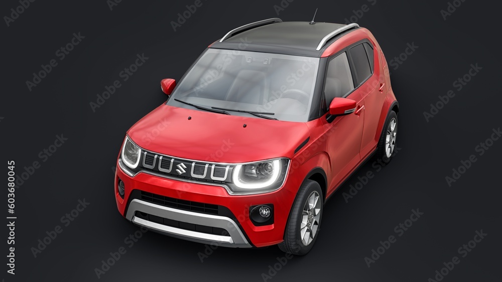 Tokio. Japan. September 11, 2022. Red Suzuki Ignis 2022 on a black ...