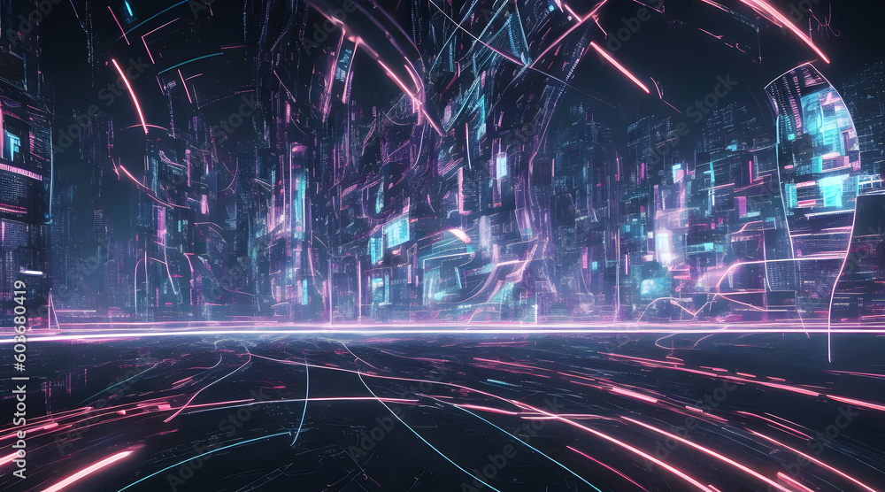 Abstract Digital Background For Tech Envision A World Driven By Binary Code Featuring A Female