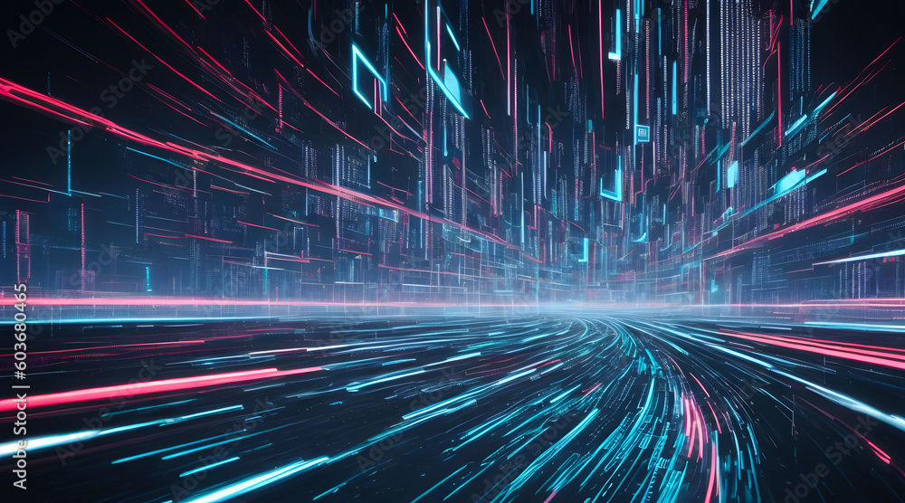 Abstract Digital Background For Tech Envision A World Driven By Binary Code Featuring A Female
