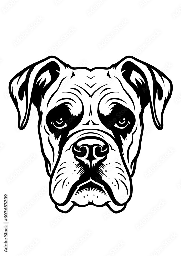 Basic simple Minimalist vector SVG logo graphic of Boxer head, isolated ...