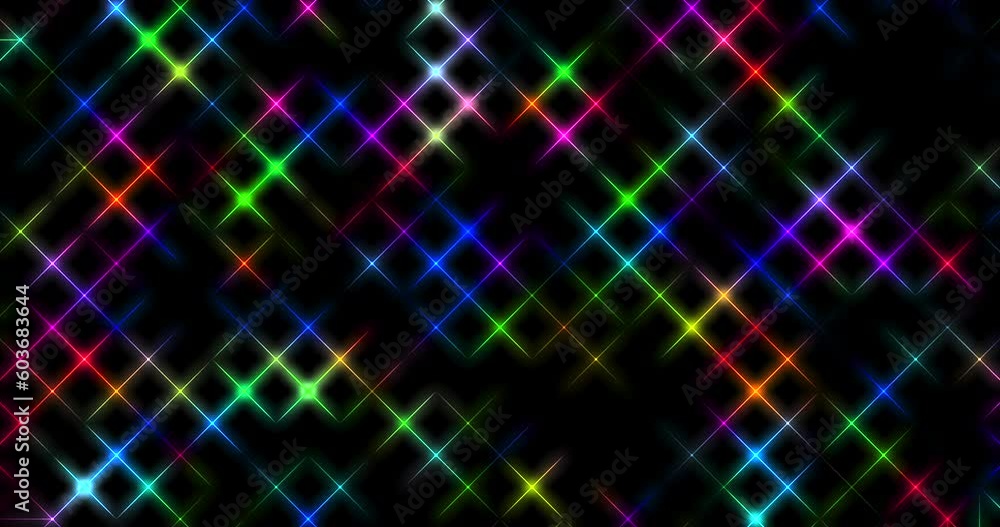 A square grid of multi-colored neon lines and crosshairs flaring up and ...