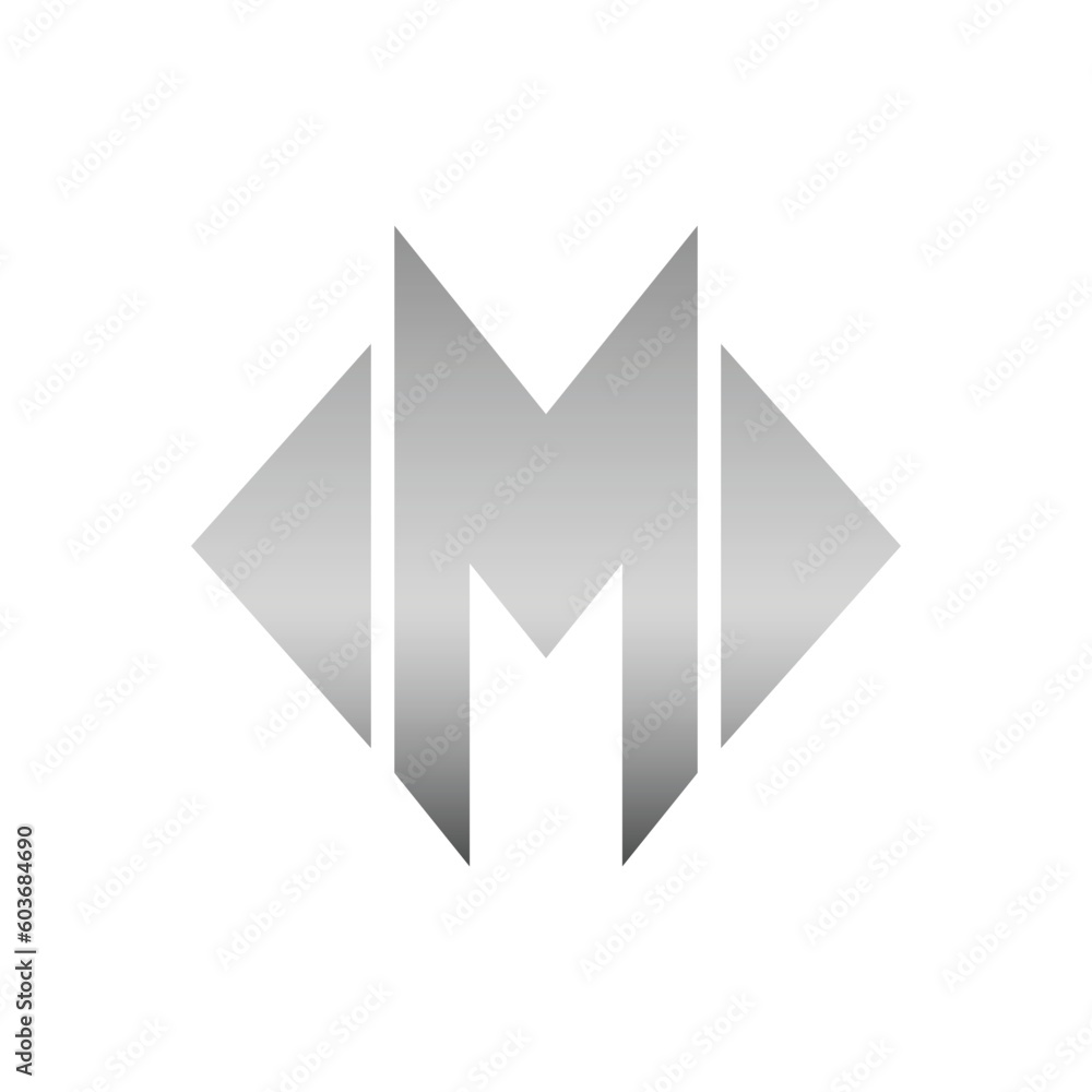 silver logo letter M symbol logo vector illustration template design ...