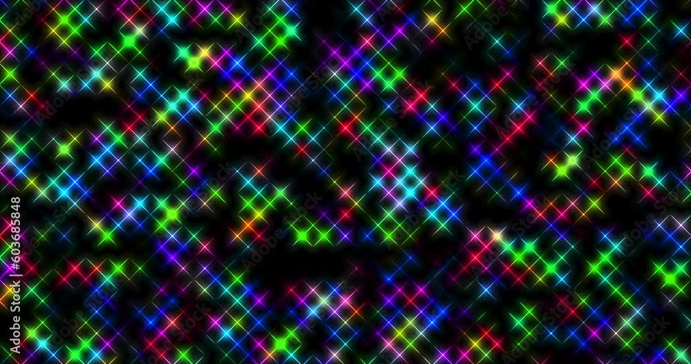A square grid of multi-colored neon lines and crosshairs flaring up and ...