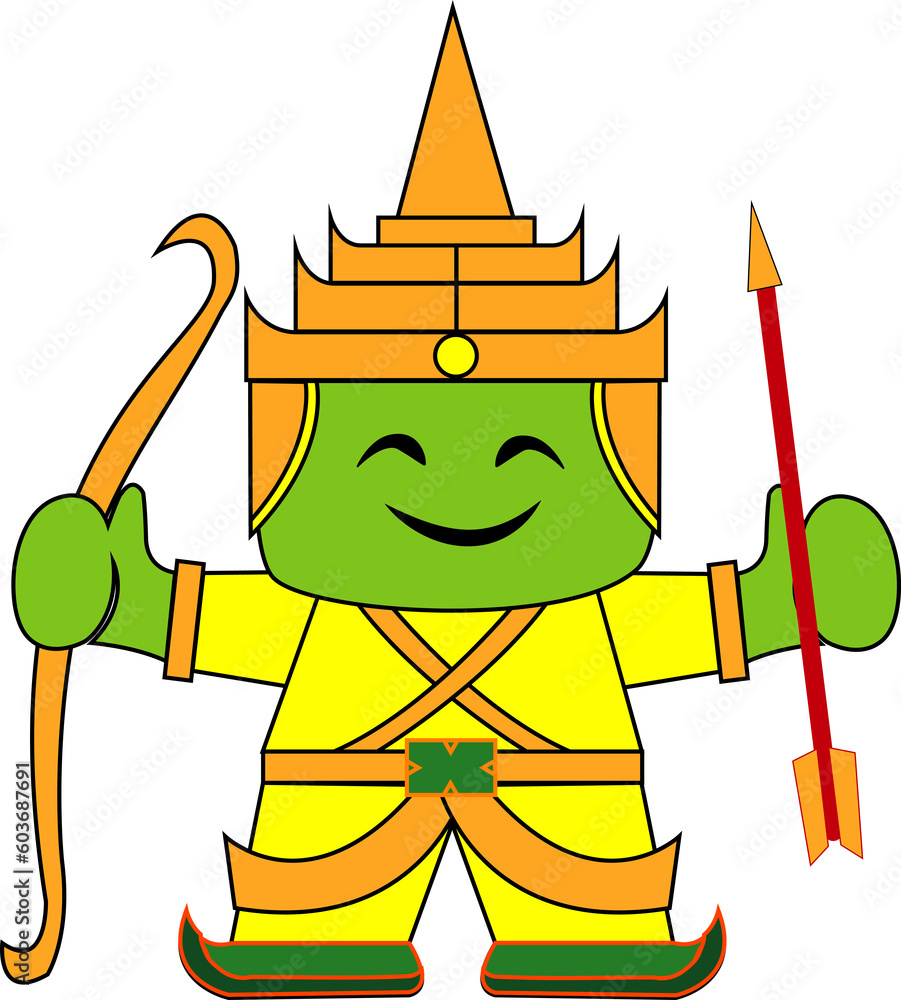 Rama, the main character in the Ramayana story. having a bow as a ...