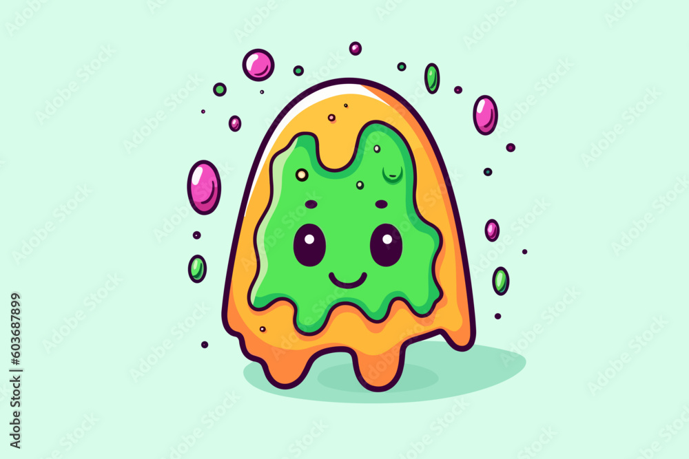 Doodle inspired Slime, cartoon sticker, sketch, vector, Illustration ...