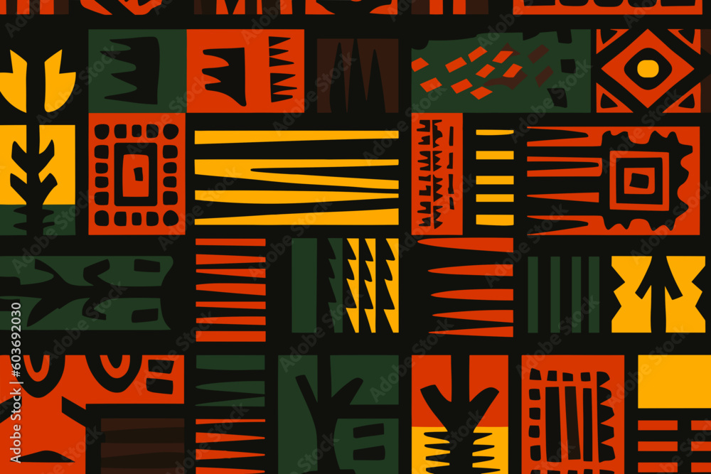 Doodle inspired Kente cloth, cartoon sticker, sketch, vector ...