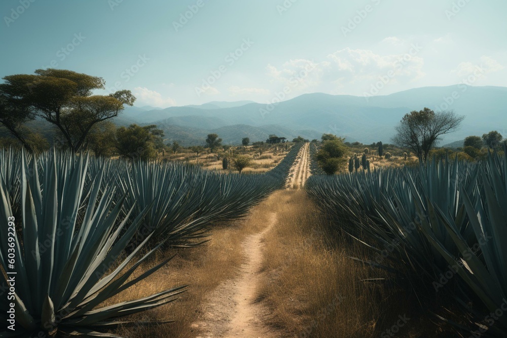 Stunning agave fields with vanishing point perspective in Tequila ...
