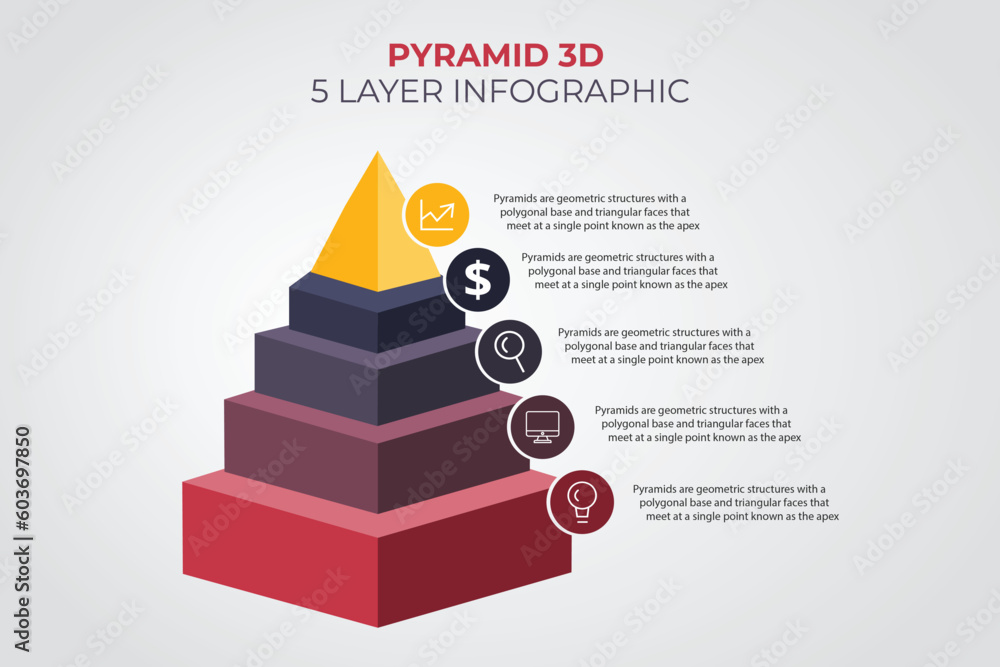 3D pyramid infographic template for business, education, web design ...