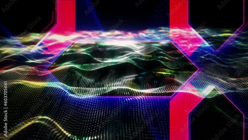 Five seconds Countdown timer with abstract blue digital technology wave ...