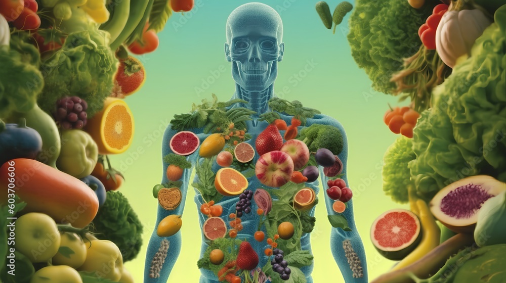 Health and wellness concept with a depiction of human anatomy ...