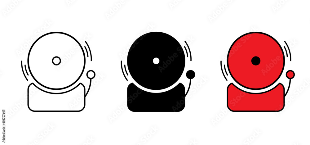 Cartoon red alarm fire bell or alert ring, Warning fire, firefighter ...