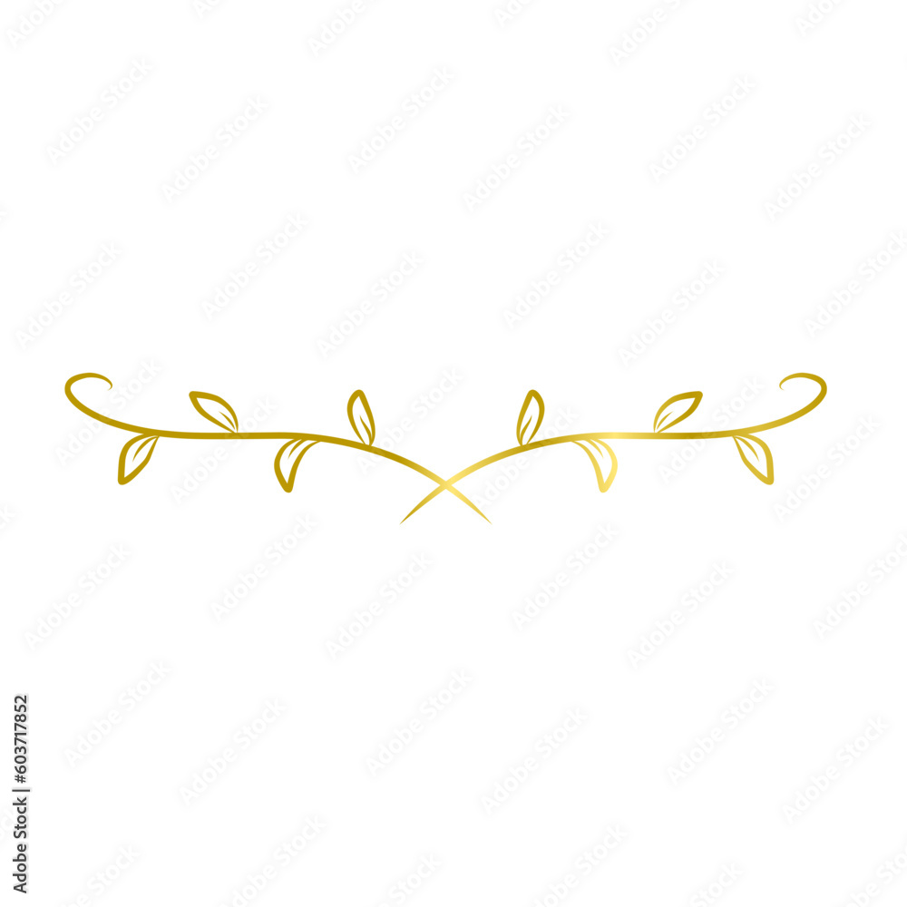 Gold divider.leaf divider. Golden line border Stock Vector | Adobe Stock