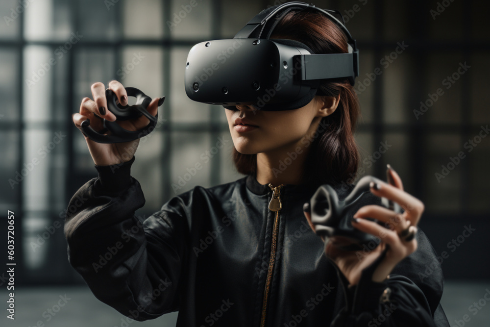 Ai generated humans wearing vr headsets. Dive into immersive digital ...