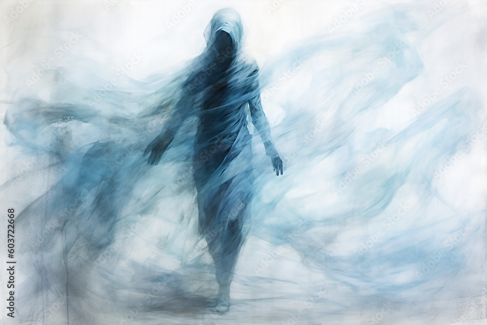 Ghost With a White Background. Generative AI. A digital painting of a ...