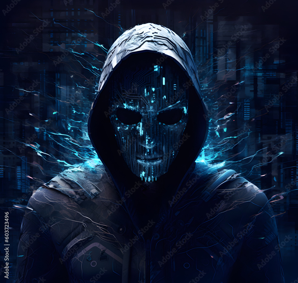 Hacker with hoodie. Concept of cybercrime, cyberattack, scammer, etc ...
