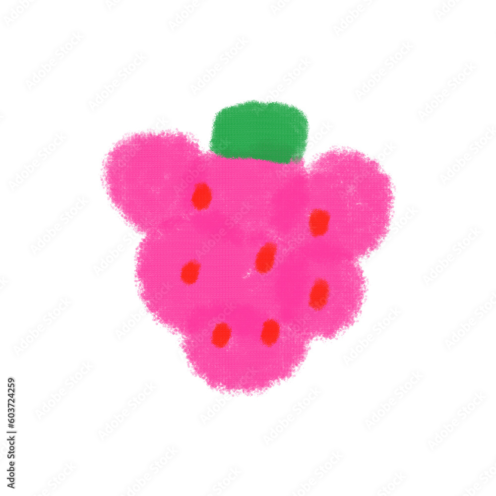 isolated fruit sticker - children's drawing with felt-tip pens and wax ...