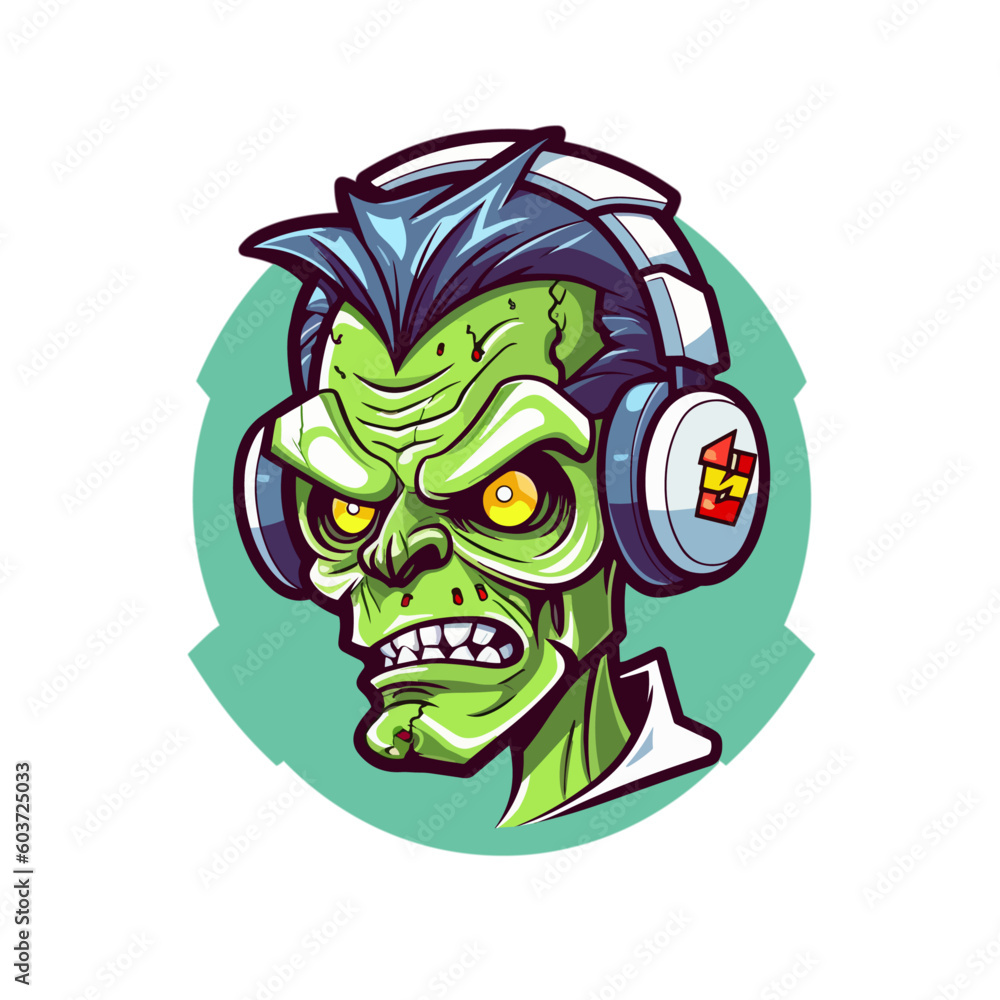 Modern Illustration Concept: Smart Zombie Mascot Logo Design Vector for ...